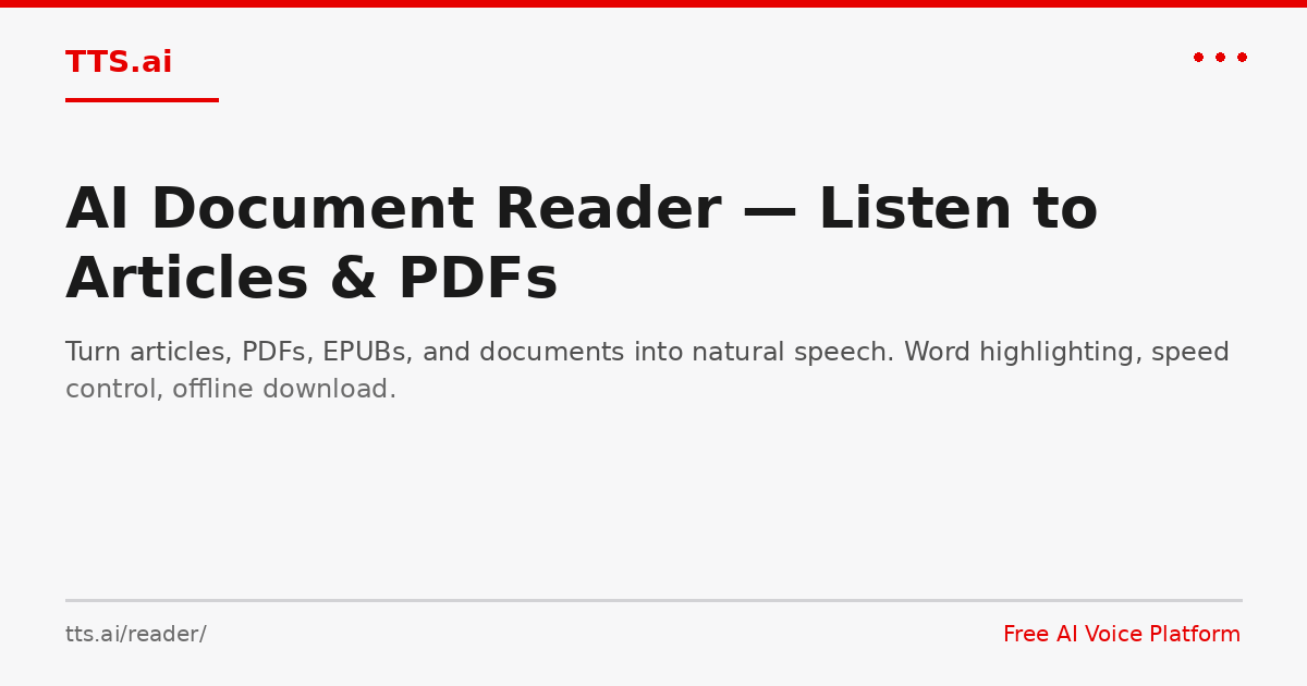 AI Document Reader - Listen to Articles, PDFs & Books | TTS.ai